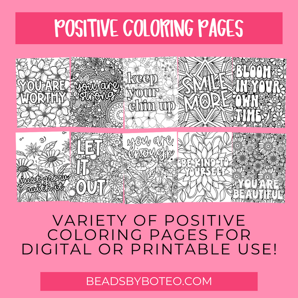 Digital - Positive Coloring Pages – Beads by Boteo